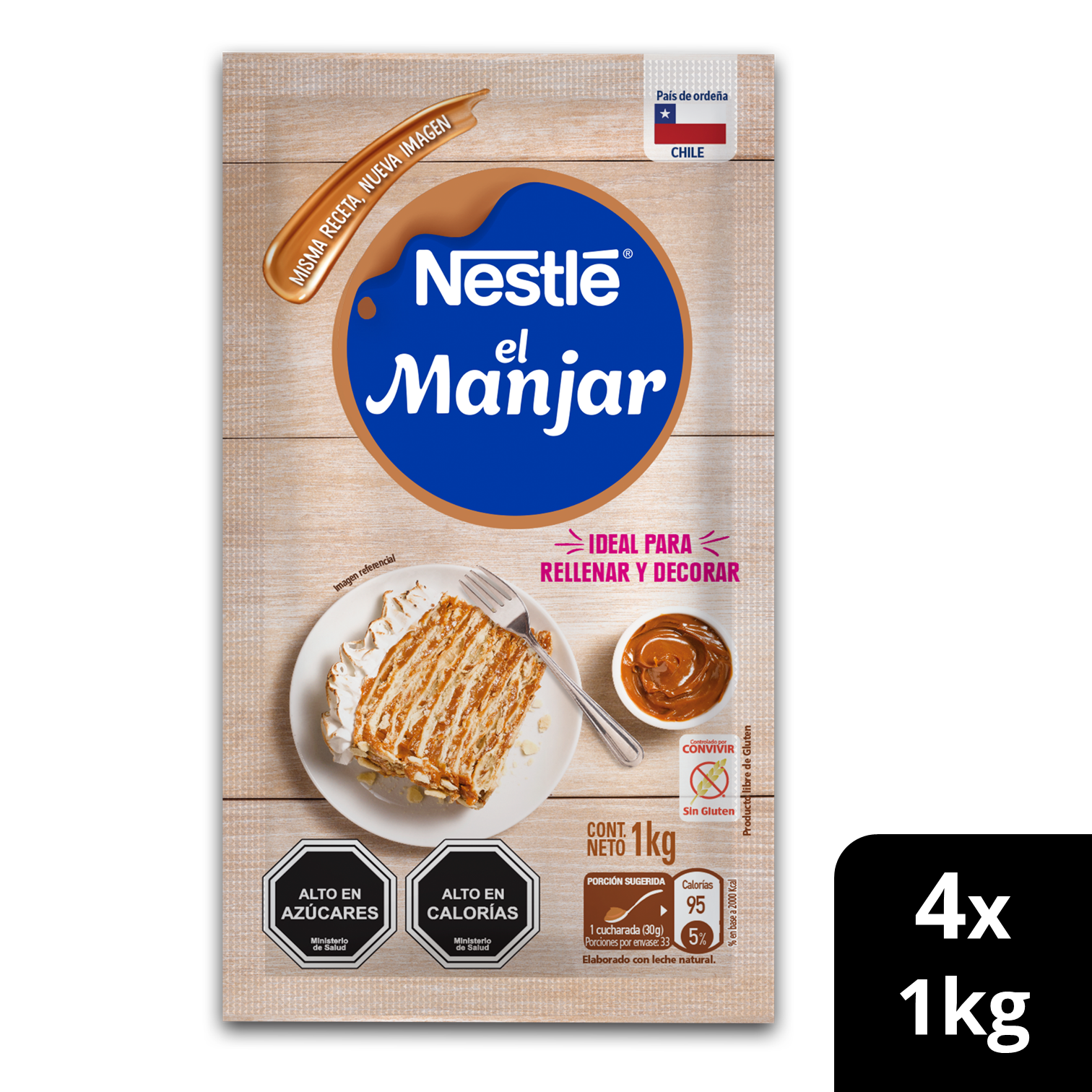 PACK INGREDIENTE REPOSTERIA NESTLE BOLSA 1 KG 4 UN MANJAR NESTLÉ