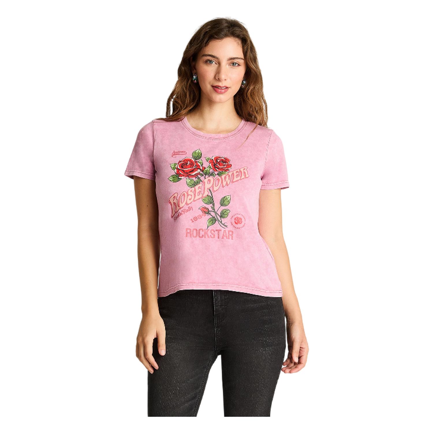 Ripley - POLERA MANGA CORTA BÁSICA ACID WASH ROSADO
