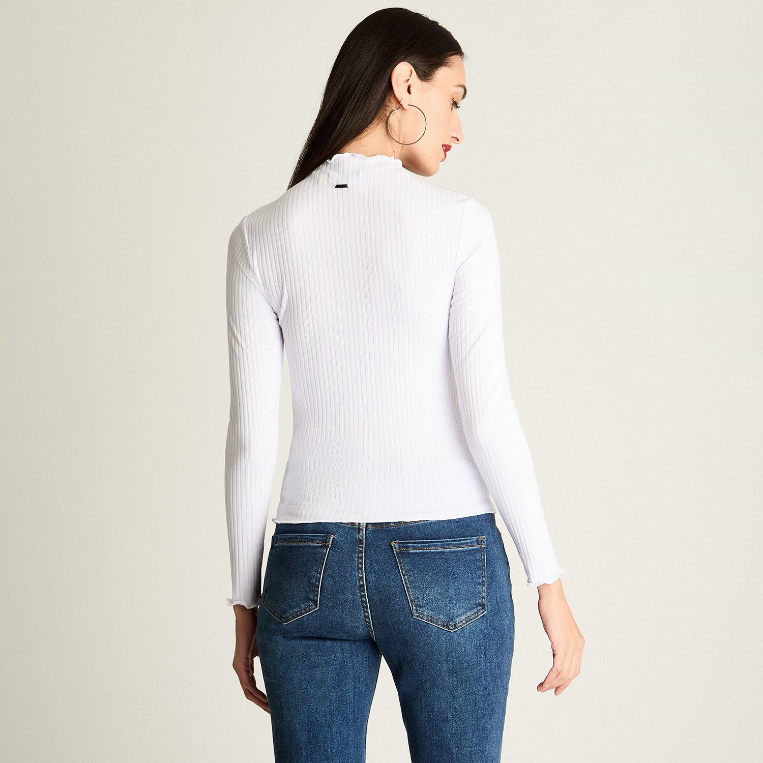 Ripley - POLERA CUELLO ROULE MANGA LARGA BASICA EN COLOR BLANCO