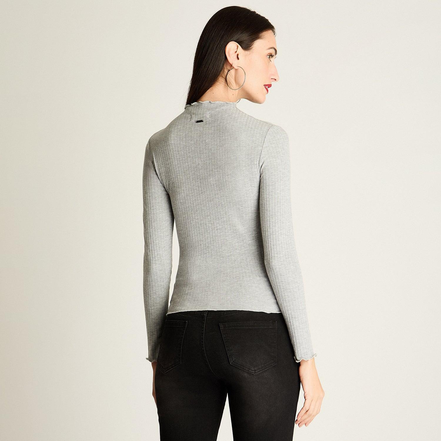 Ripley - POLERA CUELLO ROULE MANGA LARGA BASICA GRIS