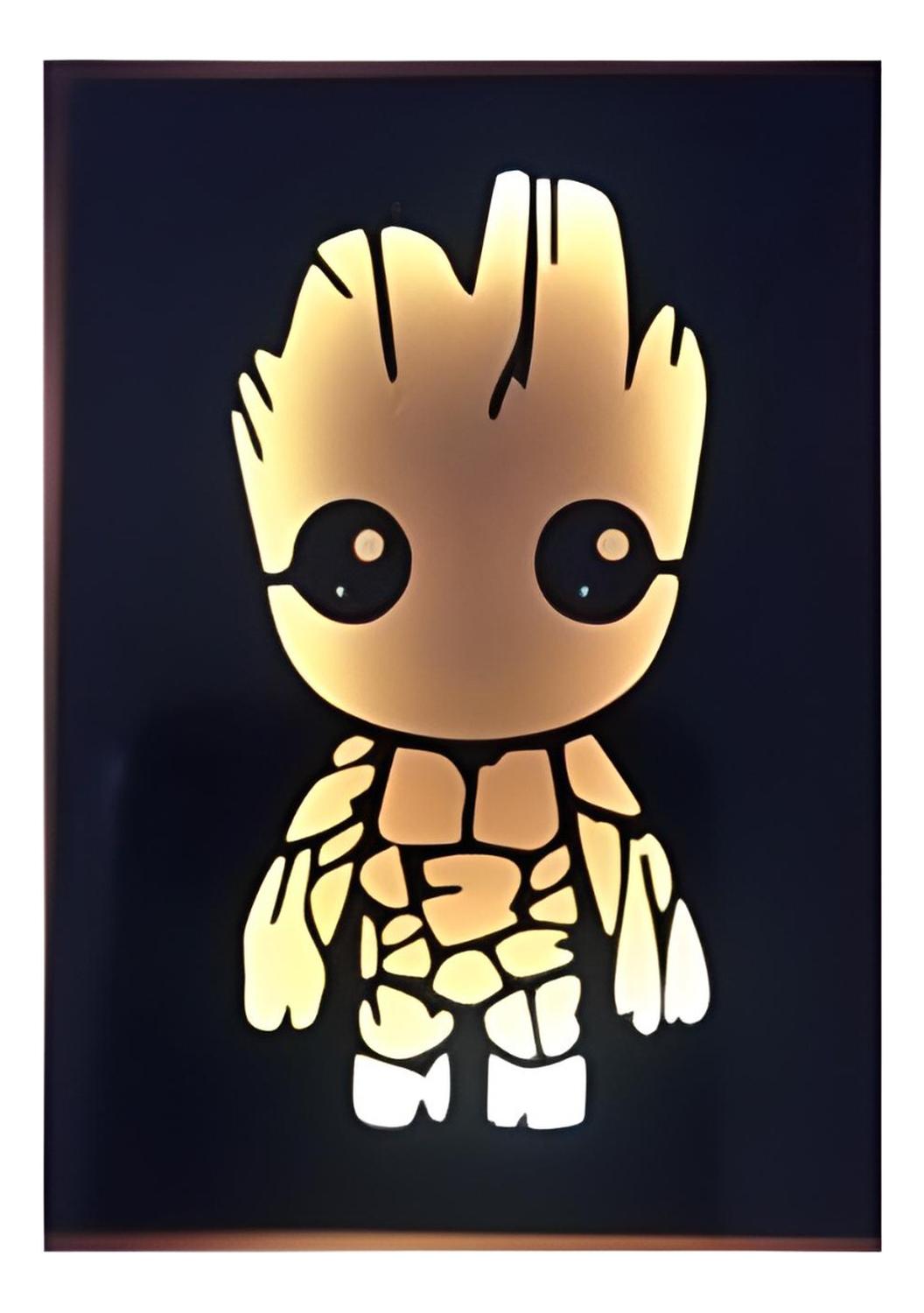 CUADRO DECORATIVO ARTESANAL LUMINOSO FIGURA YO SOY GROOT