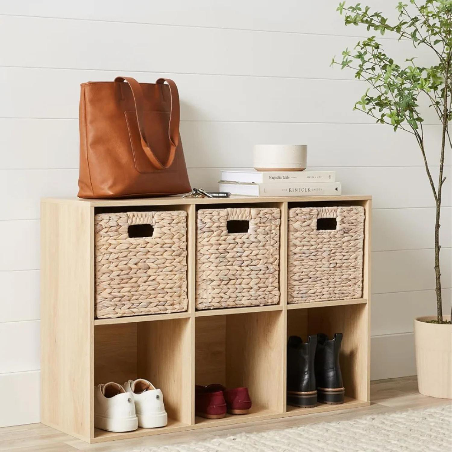 MUEBLE ORGANIZADOR PASCO NATURAL | CON CANASTOS DE MIMBRE