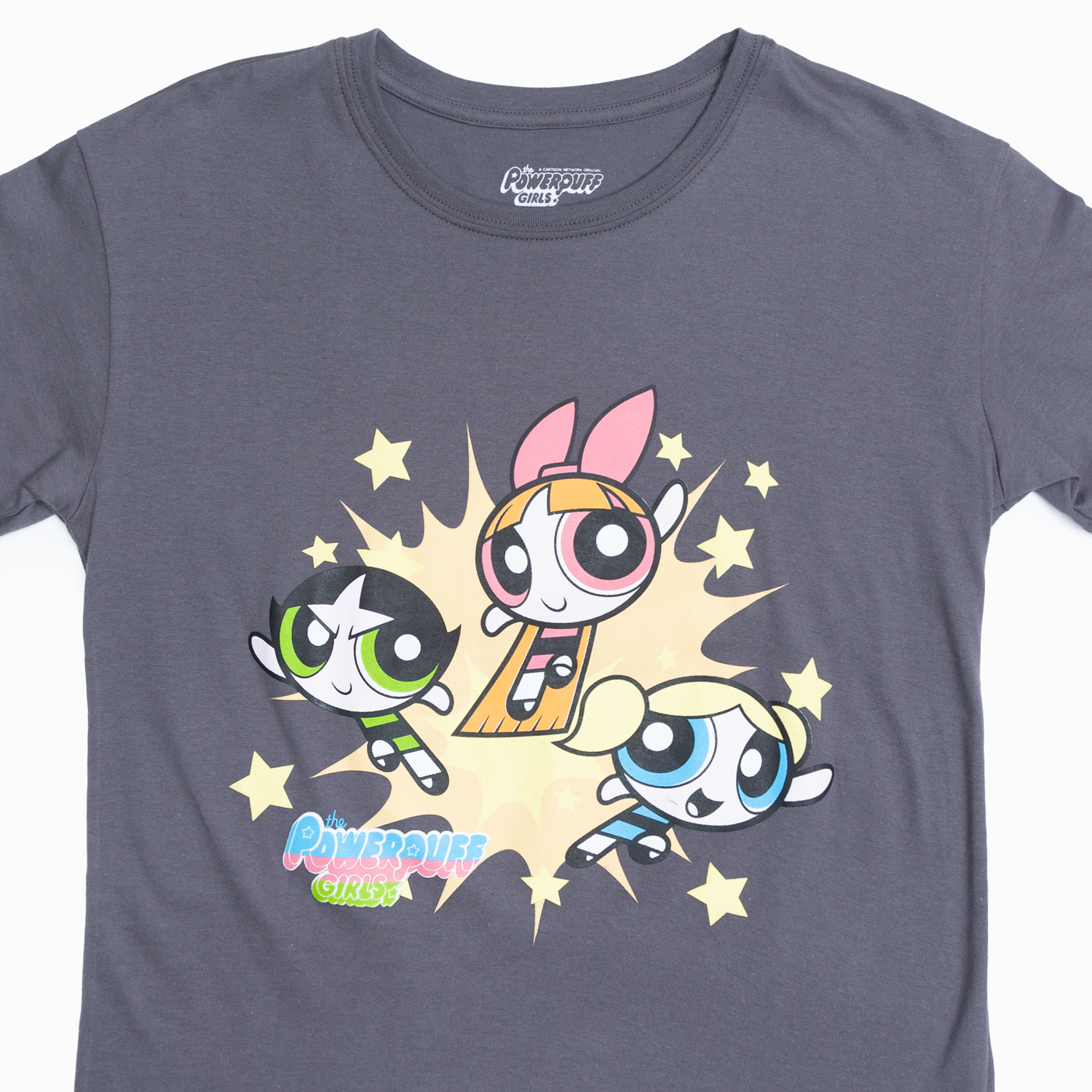 POLERA MUJER CHICAS SUPERPODEROSAS GRIS CARTOON NETWORK