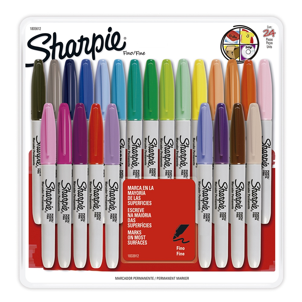 Ripley - MARCADORES SHARPIE PERMANENTES COLORES SURTIDOS 24UD