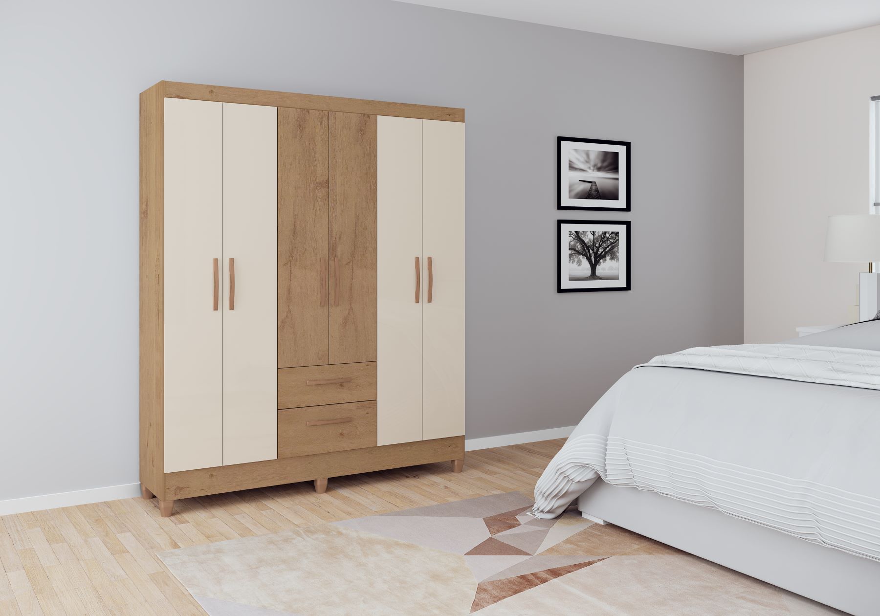 Ripley - CLOSET YARDAS VERÓNICA BICOLOR 355 6 PUERTAS 2 CAJONES