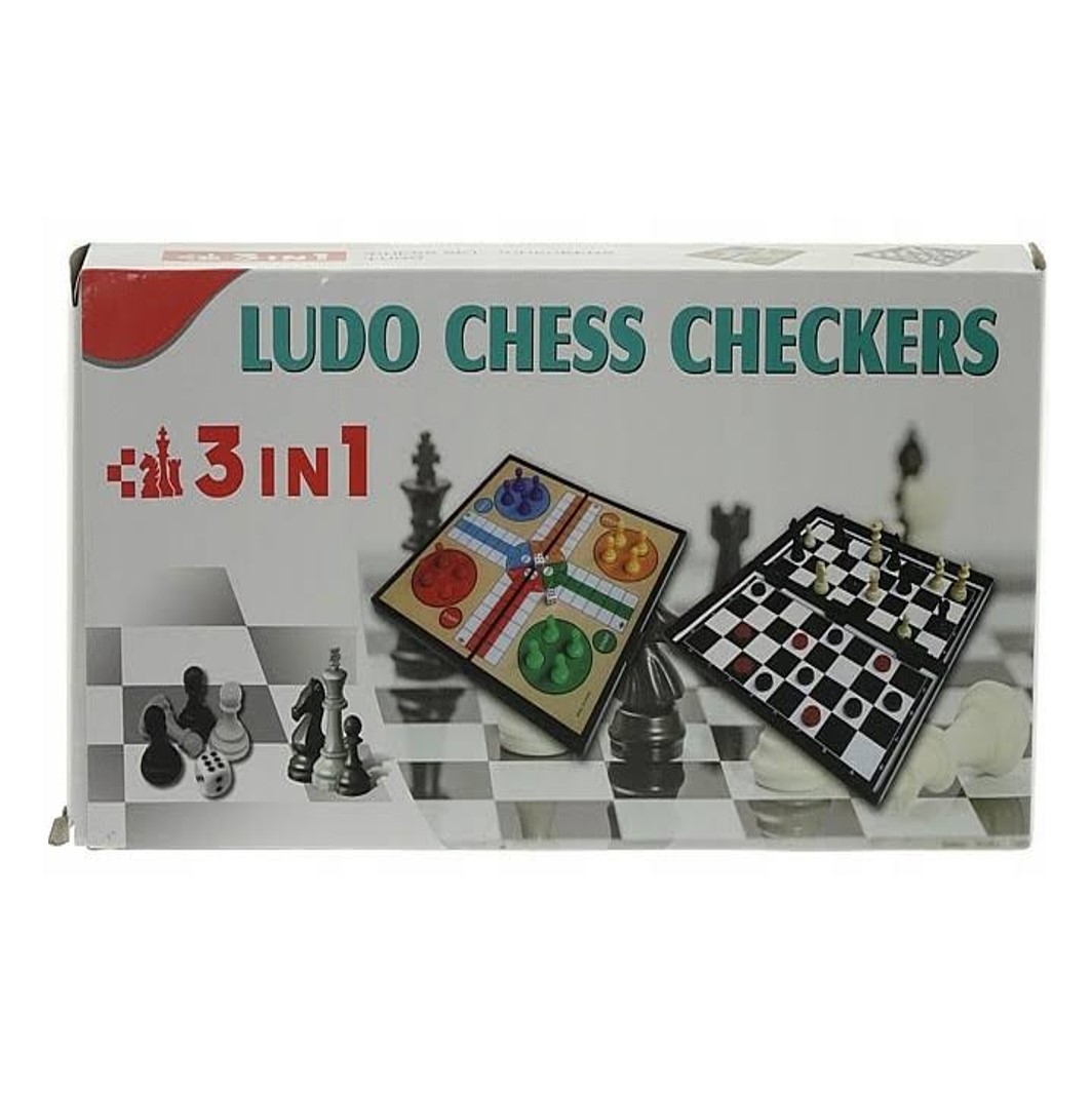 Ripley - JUEGO DE MESA TABLERO 3 EN 1 AJEDREZ LUDO DAMA