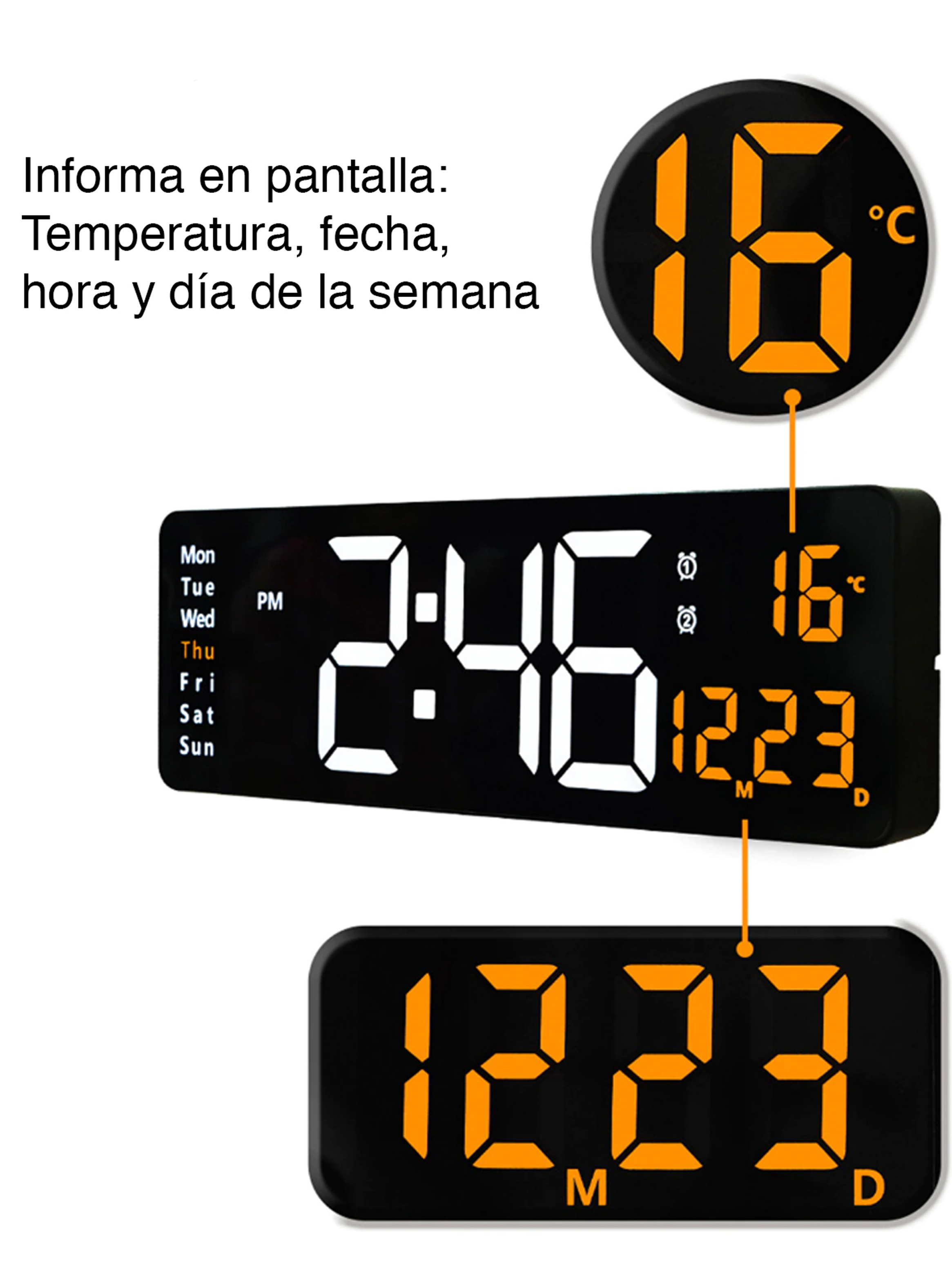 RELOJ DIGITAL NEWO PARED GRANDE TEMPORIZADOR Y TEMPERATURA