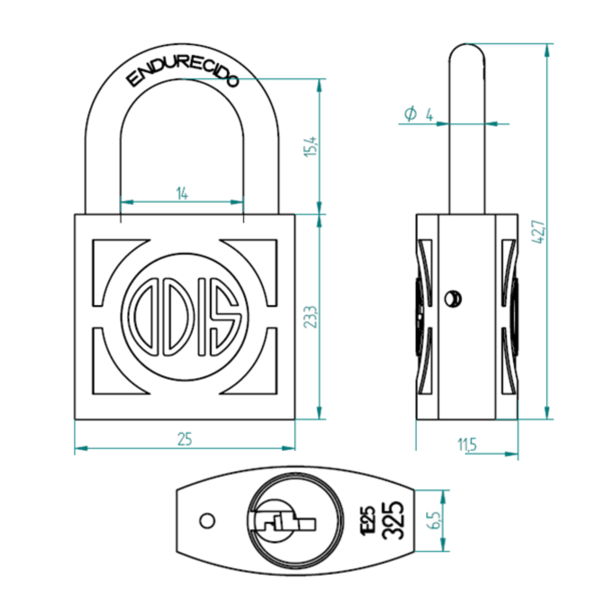 CANDADO ODIS 325 25 MM BRONCE FORJADO