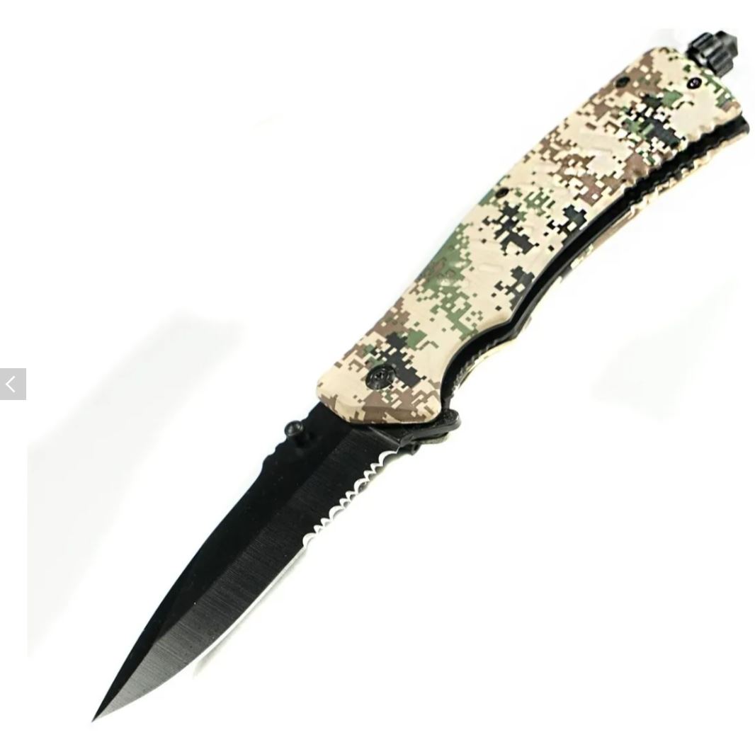 Ripley - CUCHILLO INVENCIBLE NAVAJA MIXTA TÁCTICA CAMUFLADA SAHARA AG08 ...