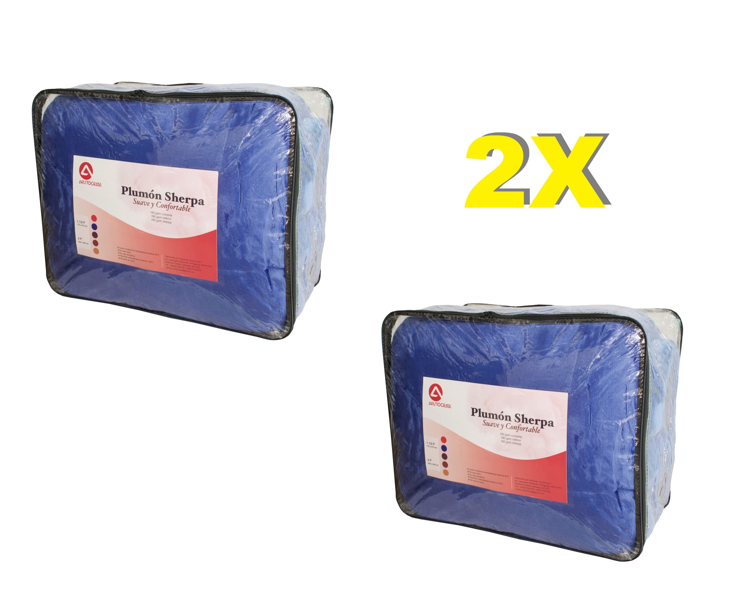 Ripley - 2X PLUMONES SHERPA ARISTÓCRATA 1,5 PLAZA AZUL