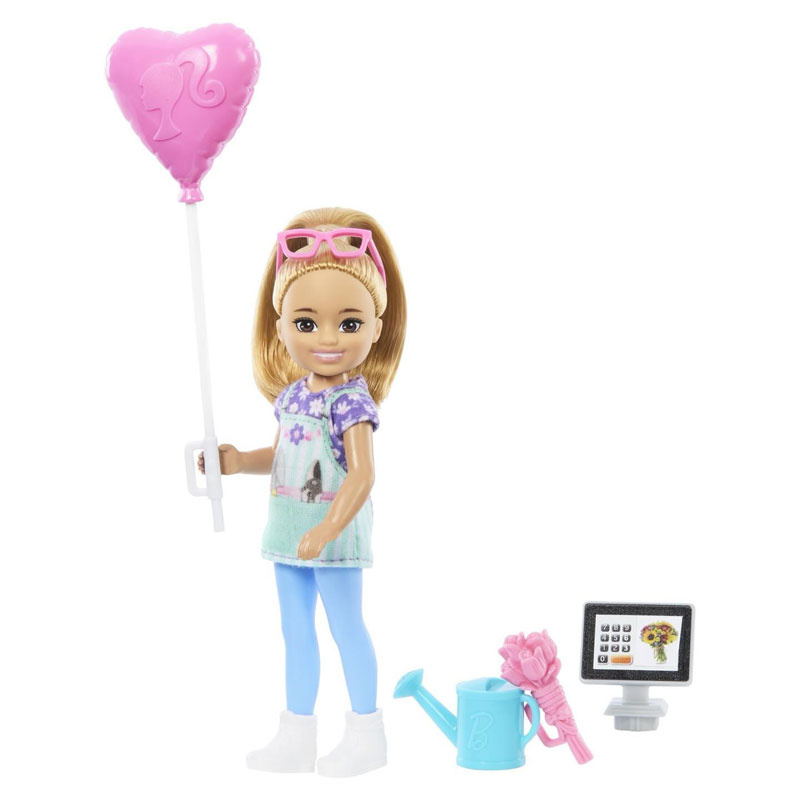 MUÑECA BARBIE ROSADO CHELSEA APRENDIENDO PROFESIONES FLORISTA MATTEL
