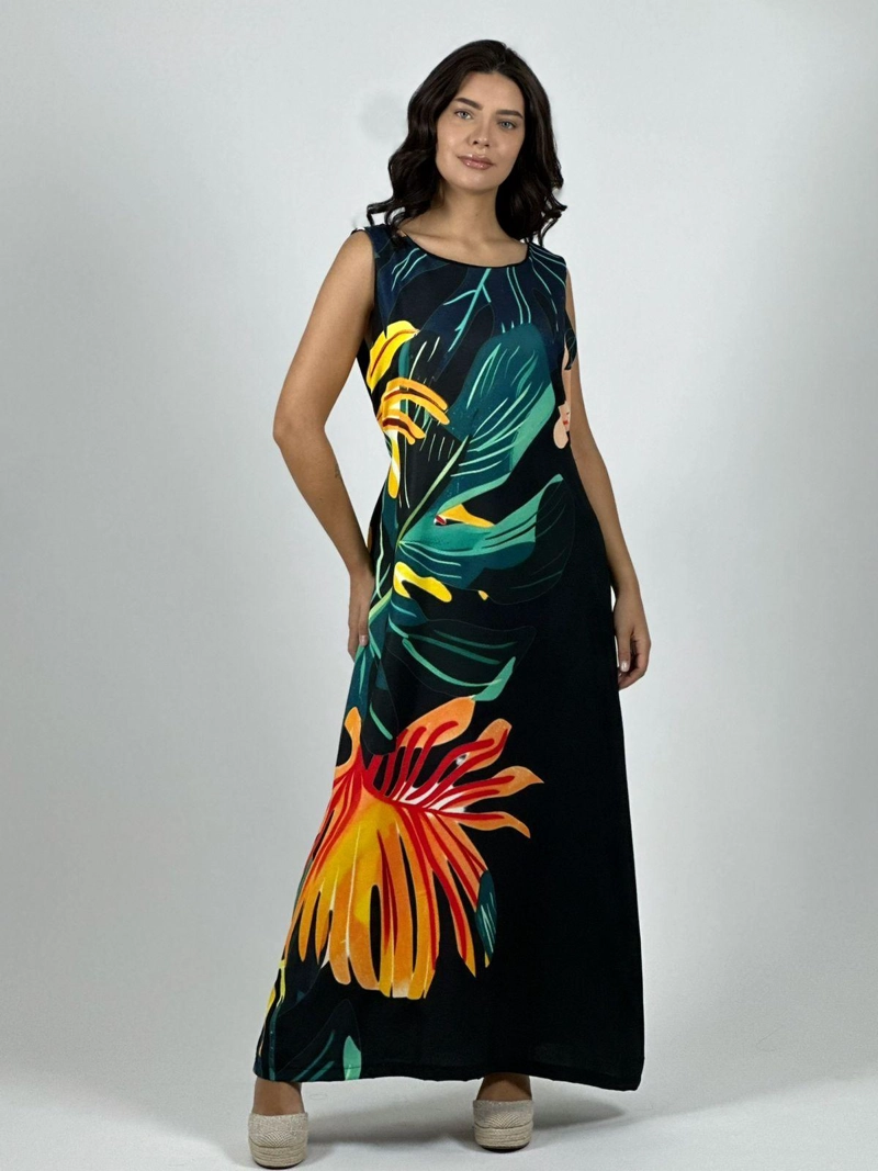 VESTIDO SUBLIMADO HOJAS VERDE