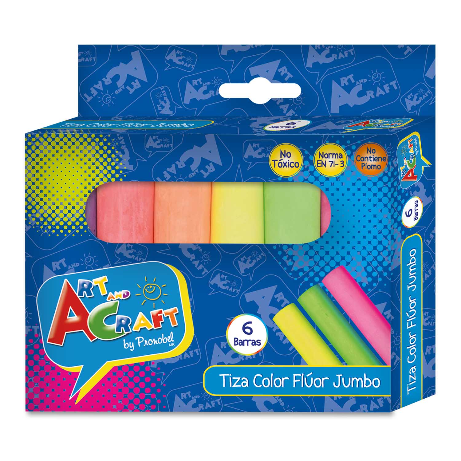 TIZA JUMBO 6 COLORES FLUOR ART & CRAFT
