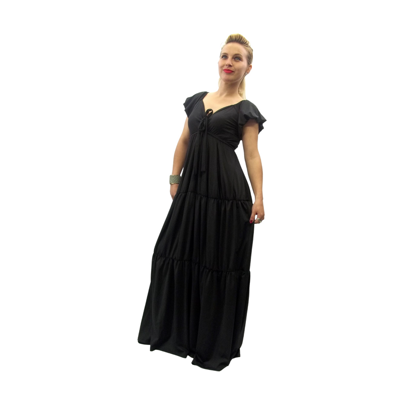 Ripley - VESTIDO LARGO COLOMBIANO TROPICO NEGRO BARTOLOMEO