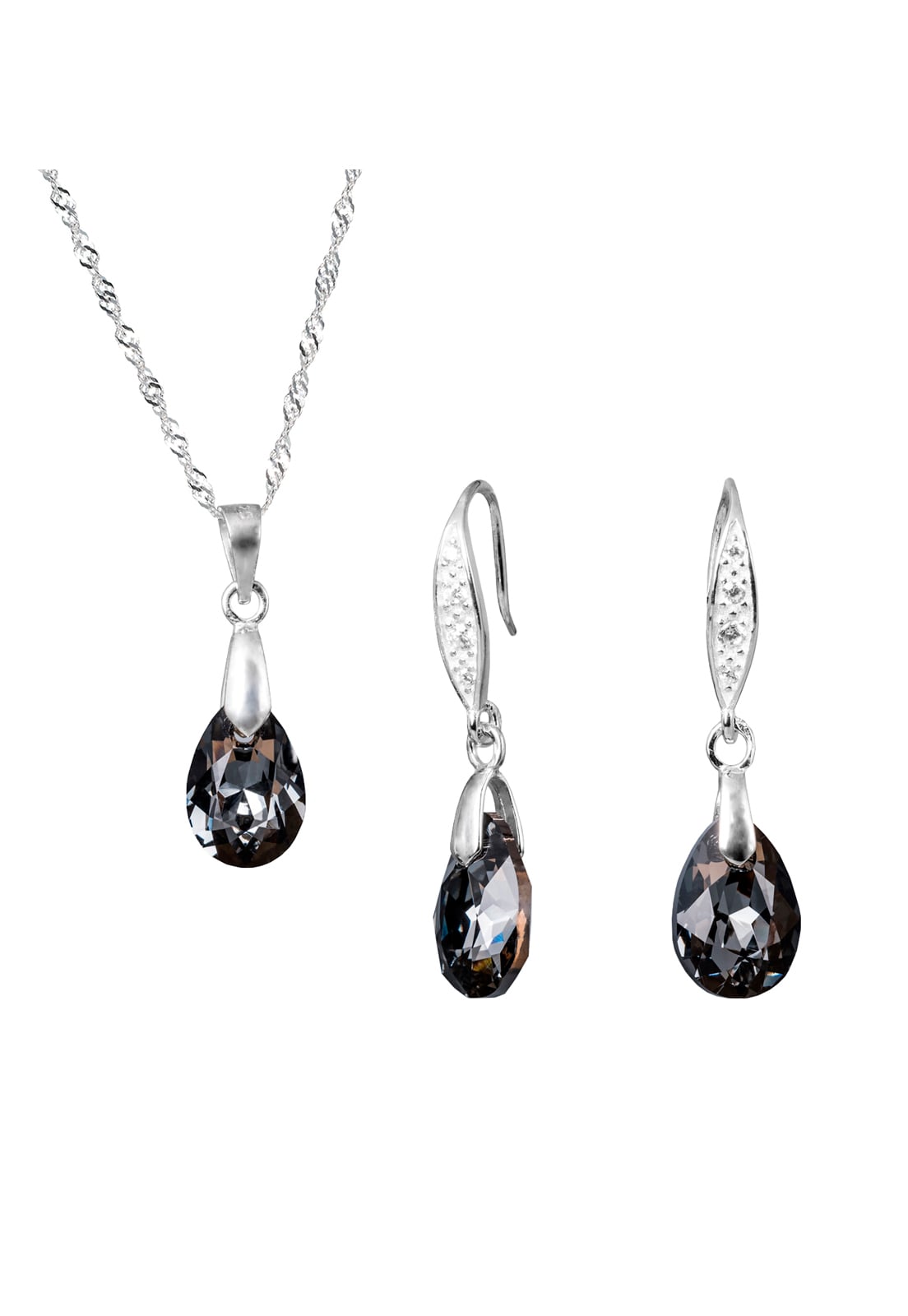 CONJUNTO JOYAS MONTERO PLATA ITALIANA 925 MILAN Y CRISTALES GENUINOS ...