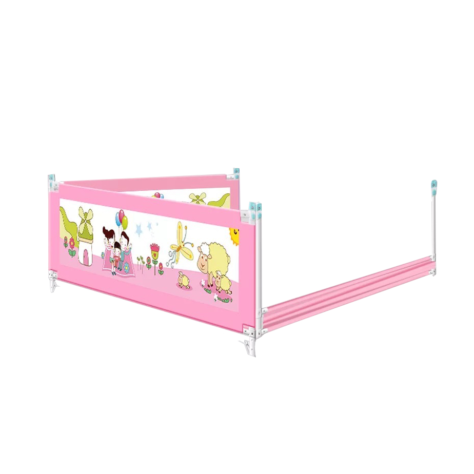 BARANDA DE CAMA SEGURIDAD BEBE PLEGABLE 150CM ROSADO