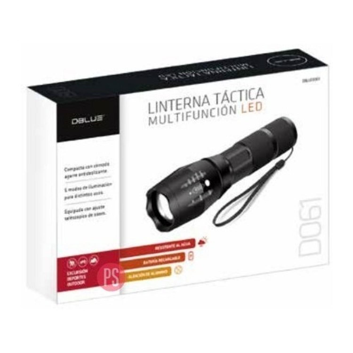 LINTERNA LED TÁCTICA CON 5 MODOS DE ILUMINACIÓN - PS