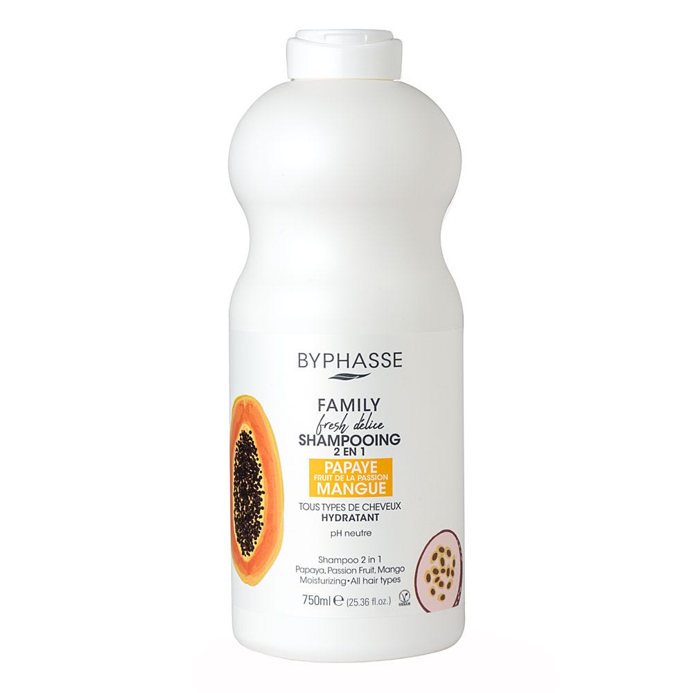 Ripley - SHAMPOO BYPHASSE PAPAYA MANGO Y MARACUYÁ FAMILY FRESH 250 ML