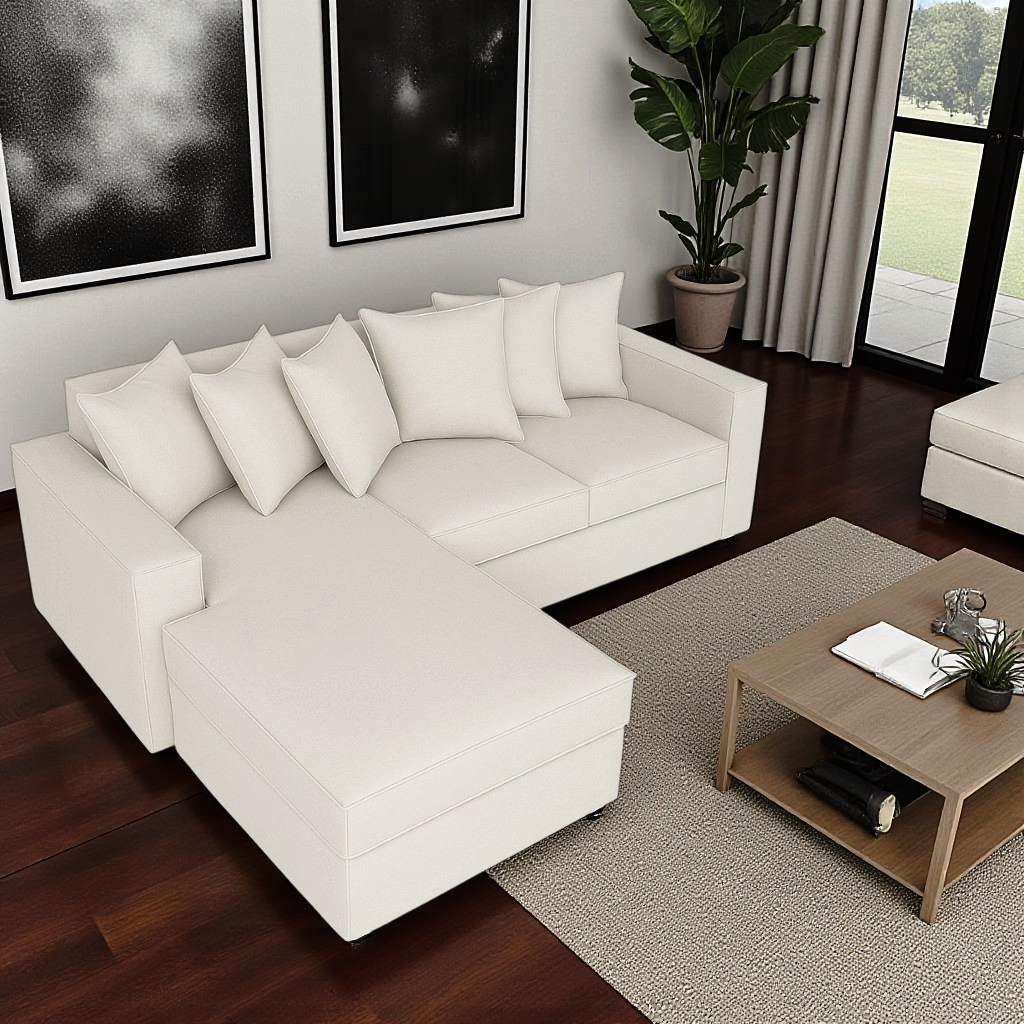 SECCIONAL BACO INTERCAMBIABLE BLANCO HUESO CON RESORTES FULL COMFORT PLUS
