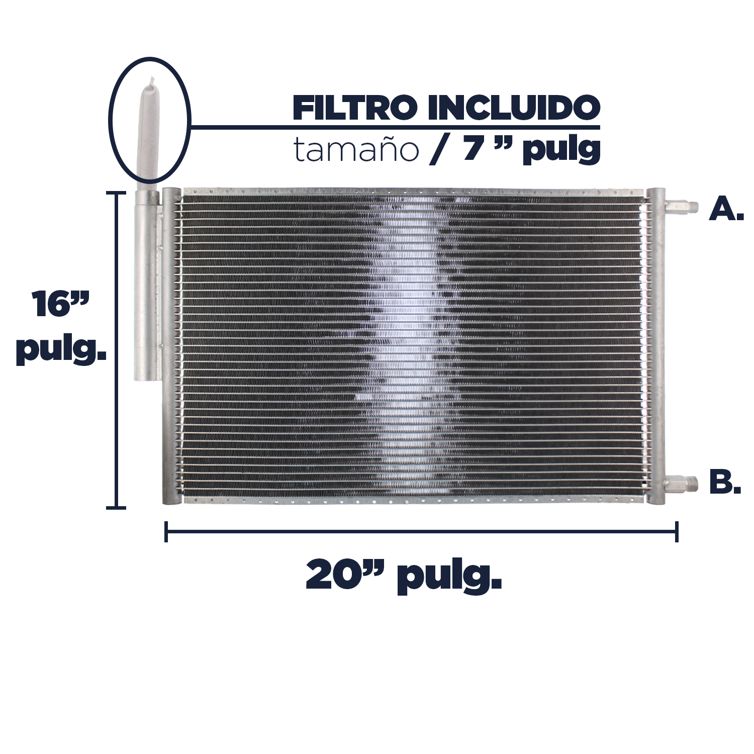 CONDENSADOR DE AC UNIVERSAL 16X20 CON FILTRO FLUJO PARALELO
