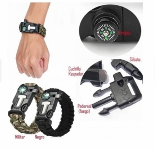 Ripley - PULSERA PARACORD TREKING Y ESCALADA SUPERVIVENCIA 5 EN 1. NEGRO
