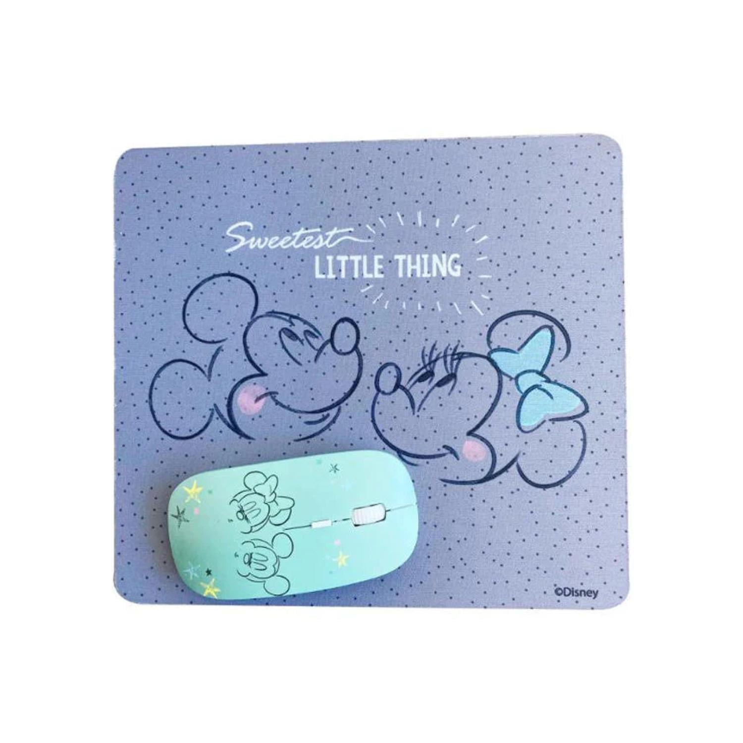 KIT MOUSE INALAMBRICO USB 3B Y MOUSEPAD GRIS MINNIE MOUSE