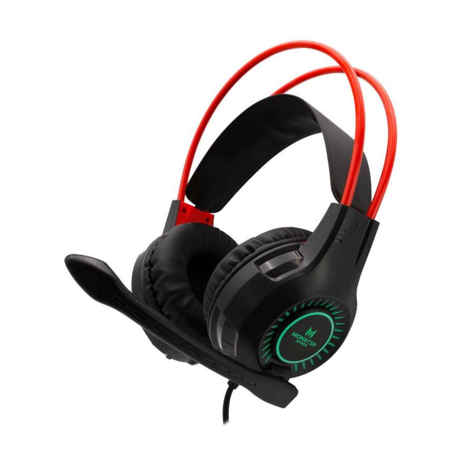 AUDÍFONOS GAMER MONSTER GAMES HEADSET USB PC RGB TRAP NEGRO CONECTOR ...
