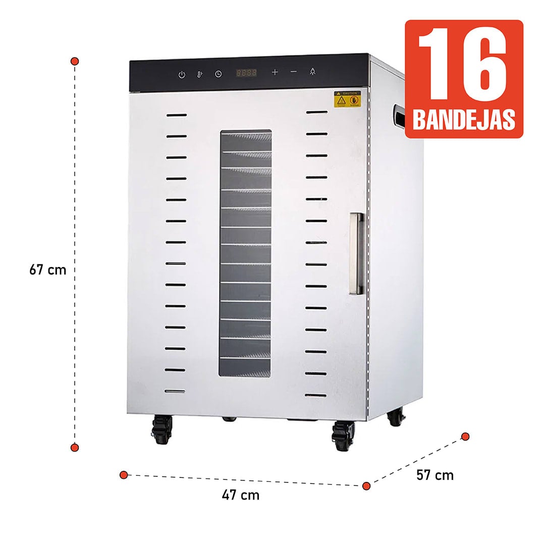 DESHIDRATADOR INDUSTRIAL DE ALIMENTOS ACERO INOXIDABLE 16 BANDEJAS