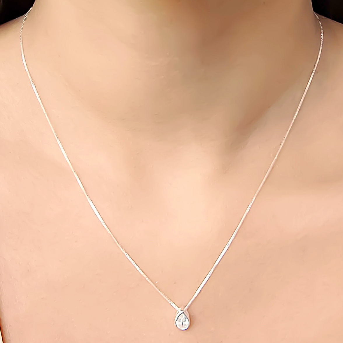 COLLAR ANDREA COGGIOLA JOYAS PLATA FINA 925 PUNTO DE LUZ GOTA