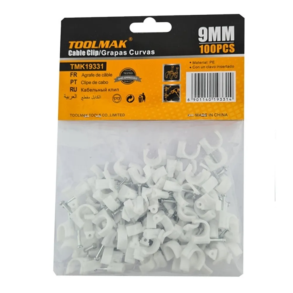 GRAPA GRAMPA RG6 CABLE 9MM BLANCO 100 UNIDADES TOOLMAK TMK19331