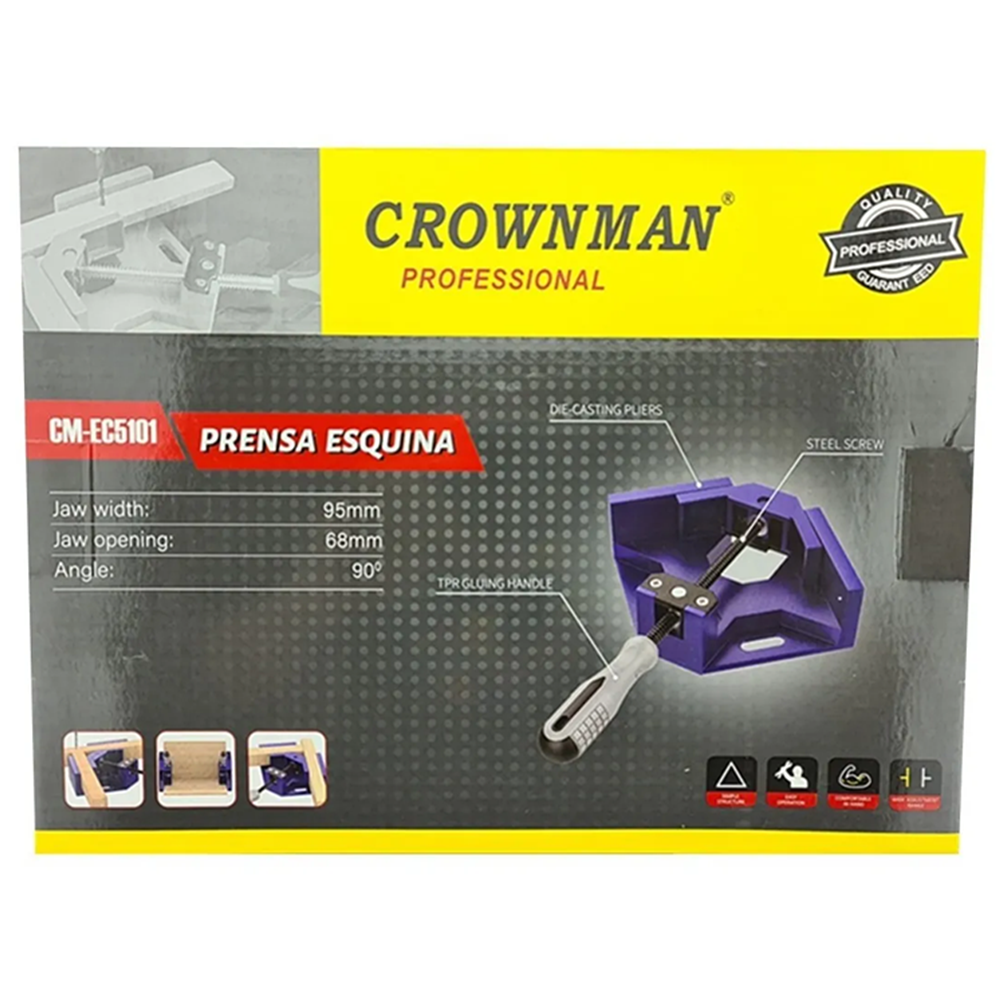 PRENSA ABRAZADERA ESQUINA 90 GRADO PARA UNIR MADERA CROWNMAN CMEC5101