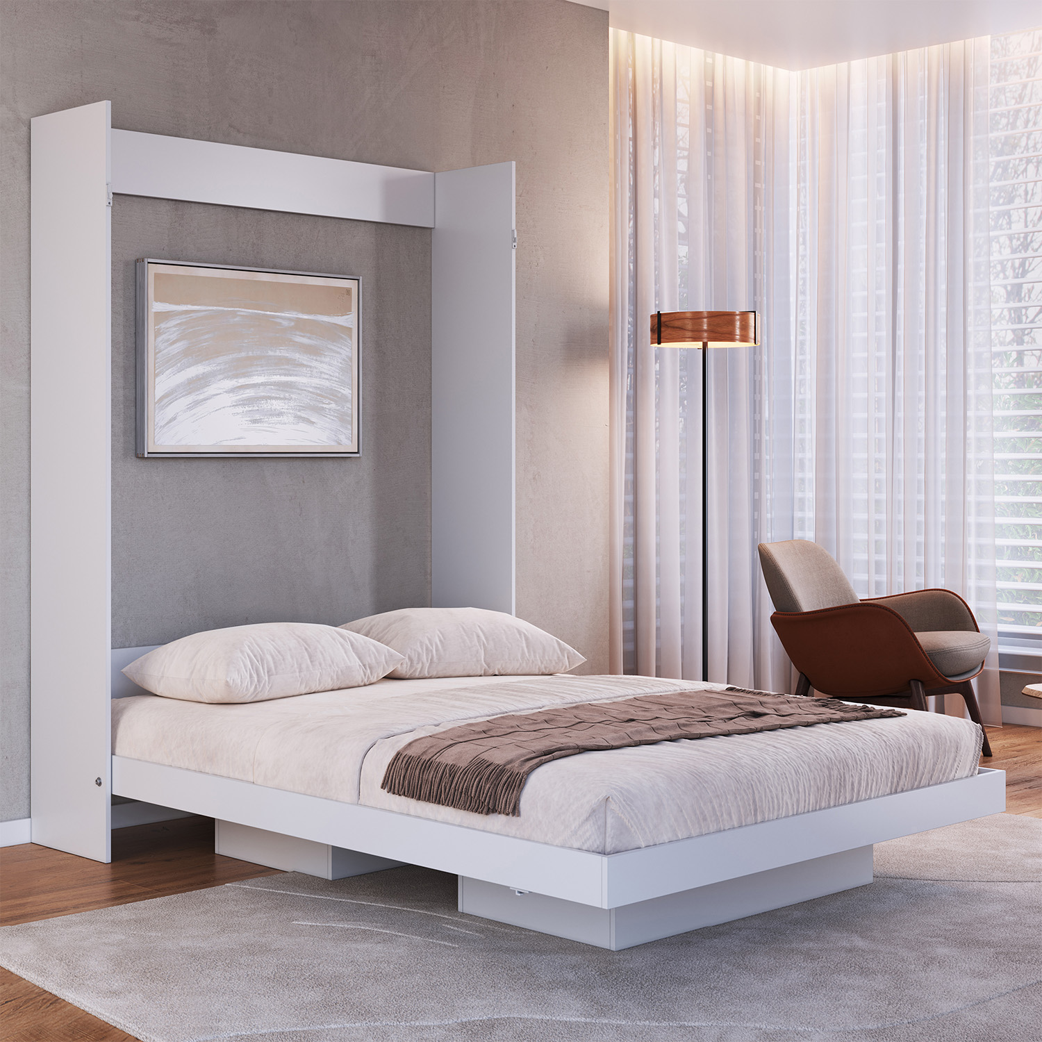 CAMA PLEGABLE VERTICAL 2 PZAS HOGA VANCOUVER BLANCO