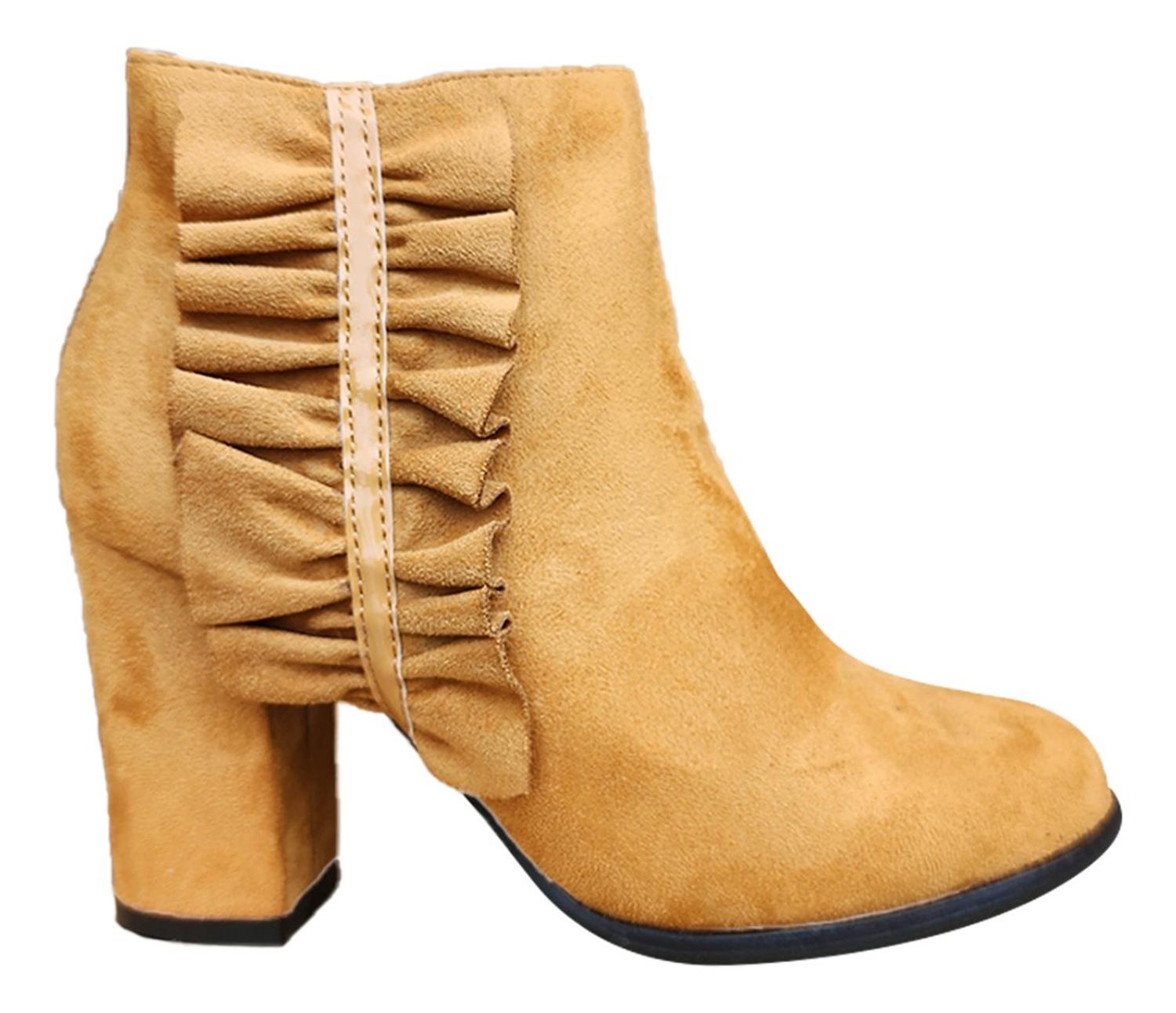 Ripley - BOTÍN MUJER CAMEL MEDIA CAÑA FORMAL TACO ALTO 7320