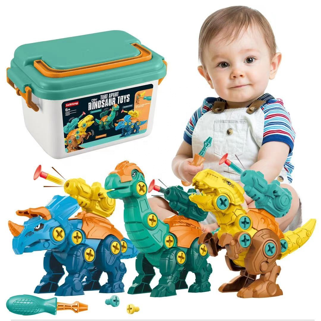 SET DE CONSTRUCCIÓN MULTICOLOR DINOSAURIOS EN CAJA