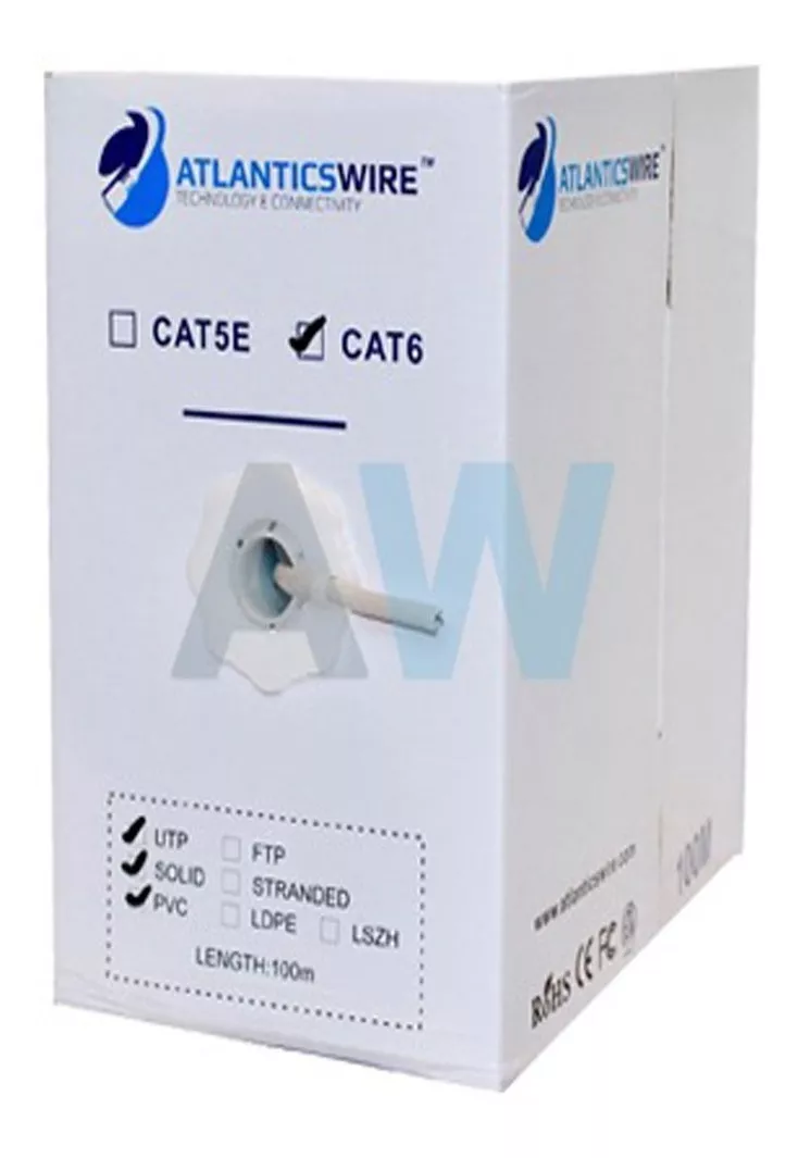Ripley - CABLE UTP CAT6 100 MTS, 23 AWG, CCA PVC. GRIS. ATLANTICSWIRE