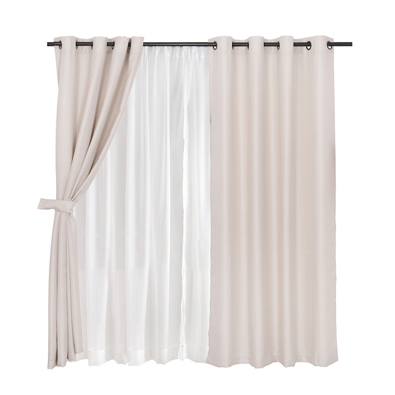 SET CORTINA JQD RUSTICA 8PZAS ARGOLLA 140X220 BEIG