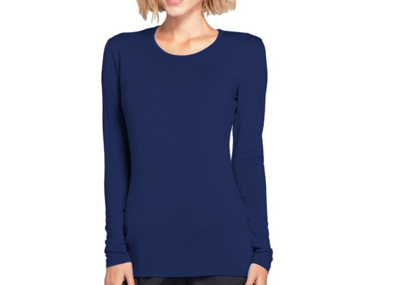 Ripley - POLERA MUJER CUELLO REDONDO CAMISETA PRIMERA CAPA AZUL OSCURO M/L