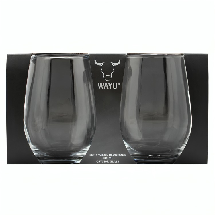 SET 4 VASOS REDONDOS VIDRIO WAYU