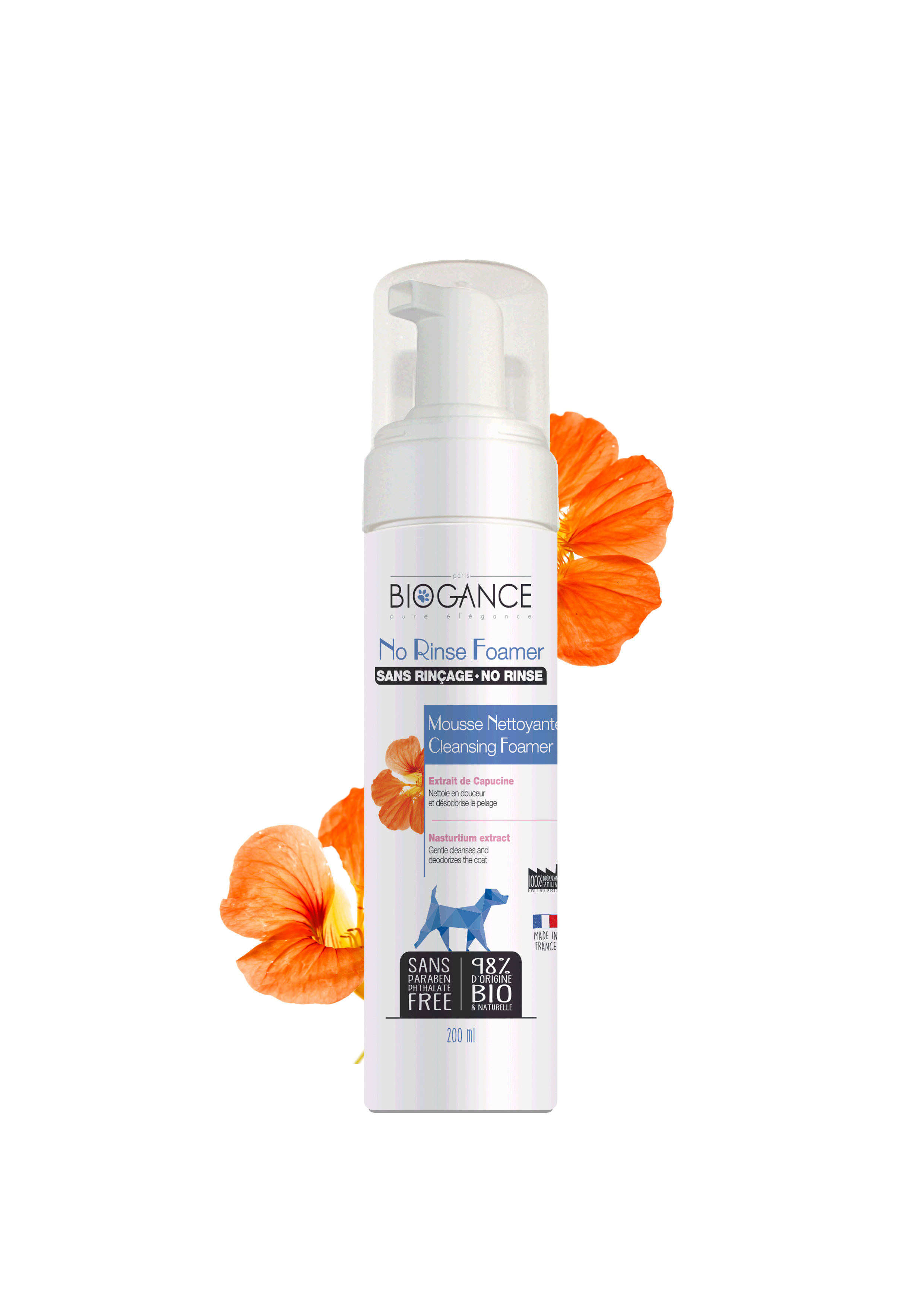 Ripley - SHAMPOO EN SECO PERROS BIOGANCE ESPUMA NO RINSE FOARMER DOG 200 ML