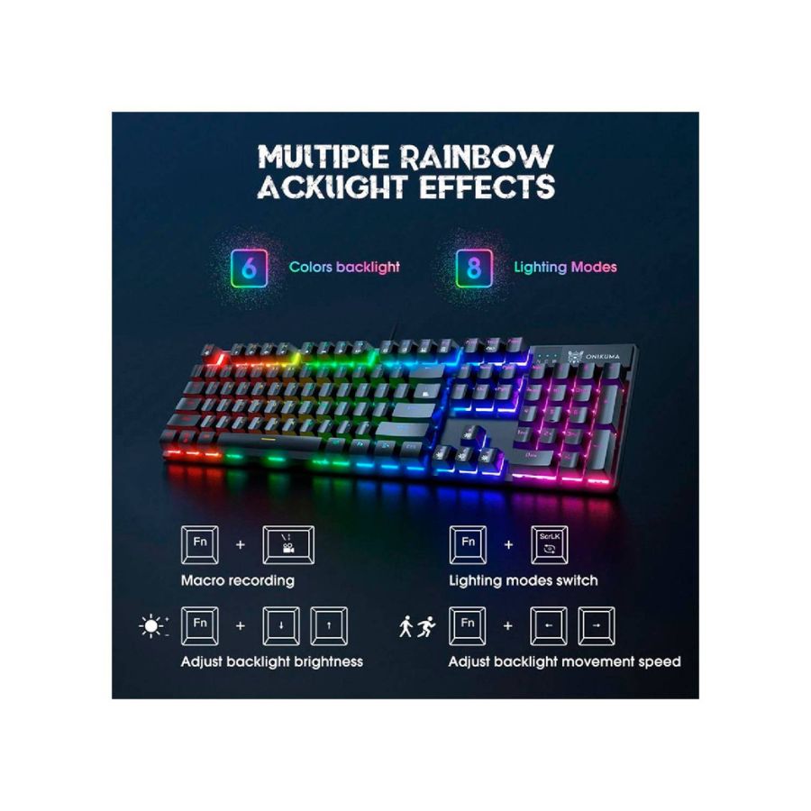 Ripley - TECLADO GAMER MECANICO ONIKUMA G27 RGB ANTI GHOSTING PREMIUM