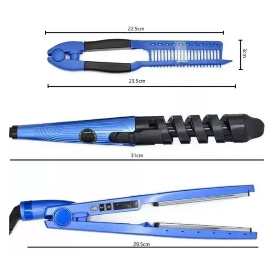 PLANCHA ALISADORA PROFESIONAL Y TENAZA RIZADORA CABELLO PELO