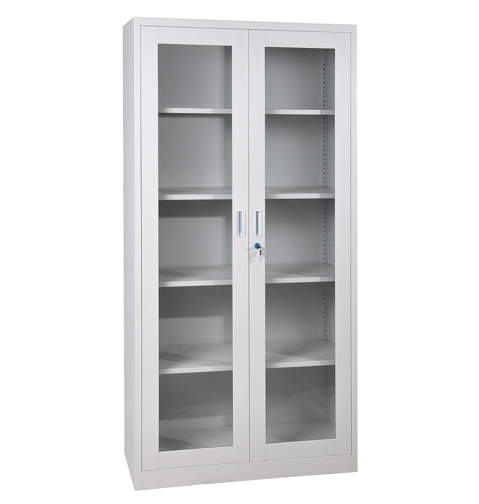 MUEBLE METÁLICO CON PUERTAS DE VIDRIO Y REPISAS EQUIMET