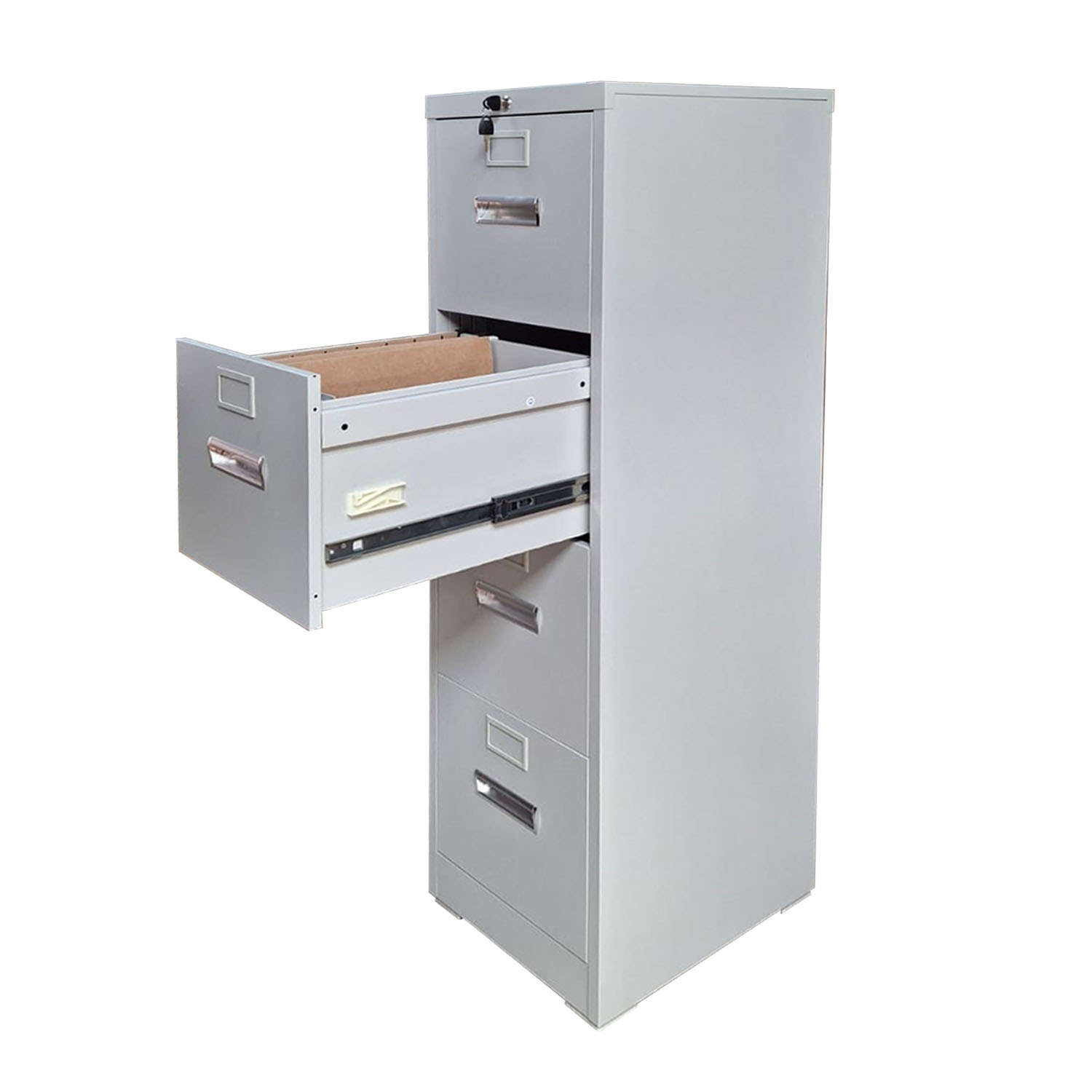 KARDEX METÁLICO GRIS 4 CAJONES EQUIMET MODELO ANGOSTO