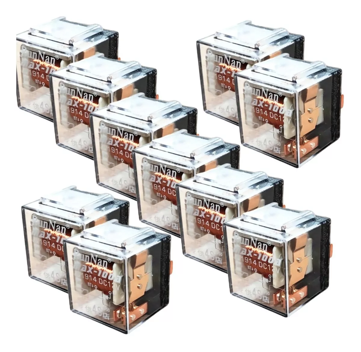 X10 RELAY TRANSPARENTE 12V 100A 5 PATAS RELÉ AUTO 5 PINES