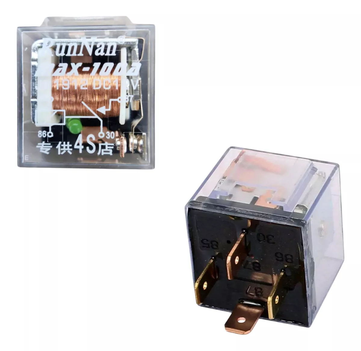 RELAY TRANSPARENTE 12V 100A 4 PATAS RELÉ AUTO 4 PINES /RYC