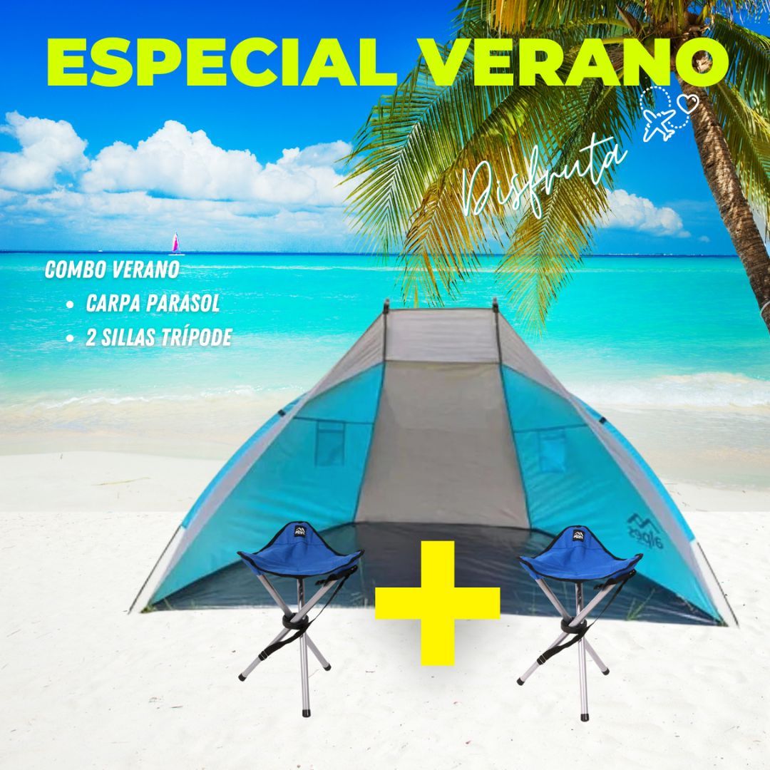 CARPA DE PLAYA PARASOL 2 SILLAS ALPES CAMPING QUITASOL