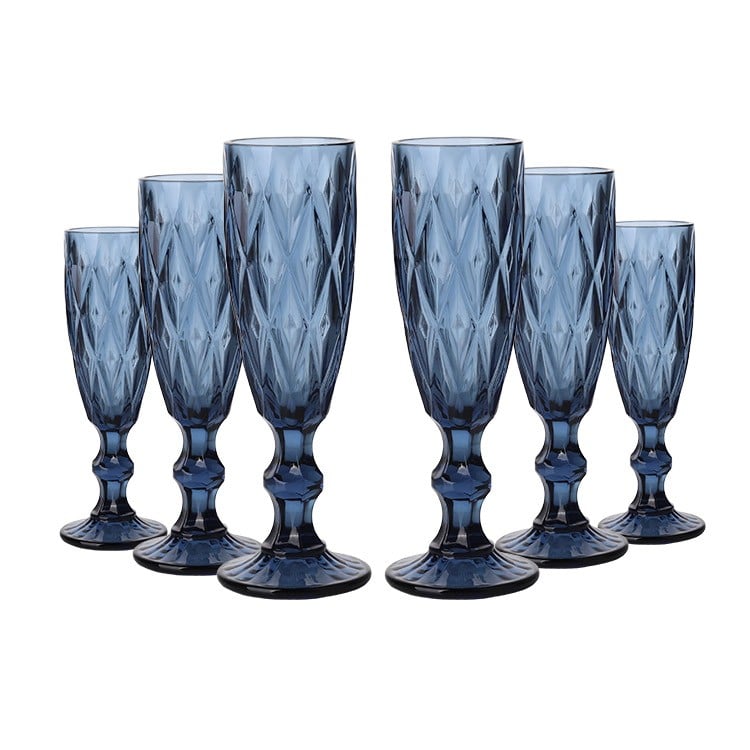 SET 6 COPAS CHAMPAGNE AZUL 150ML IMAHE