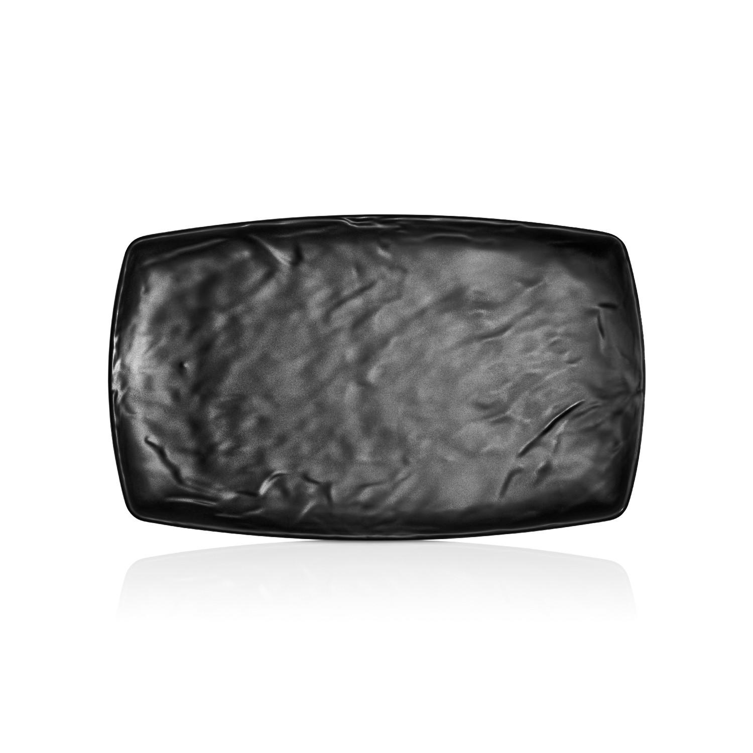 PLATO MELAMINA RECTANGULAR NEGRA 20 X 33 CM LINEA CARRE
