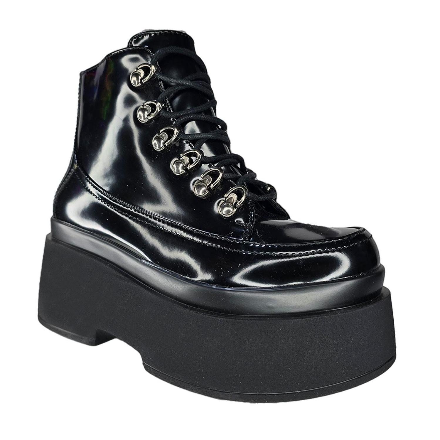 Ripley - BOTINES DE CHAROL NEGROS CON PLATAFORMA MUJER 7524