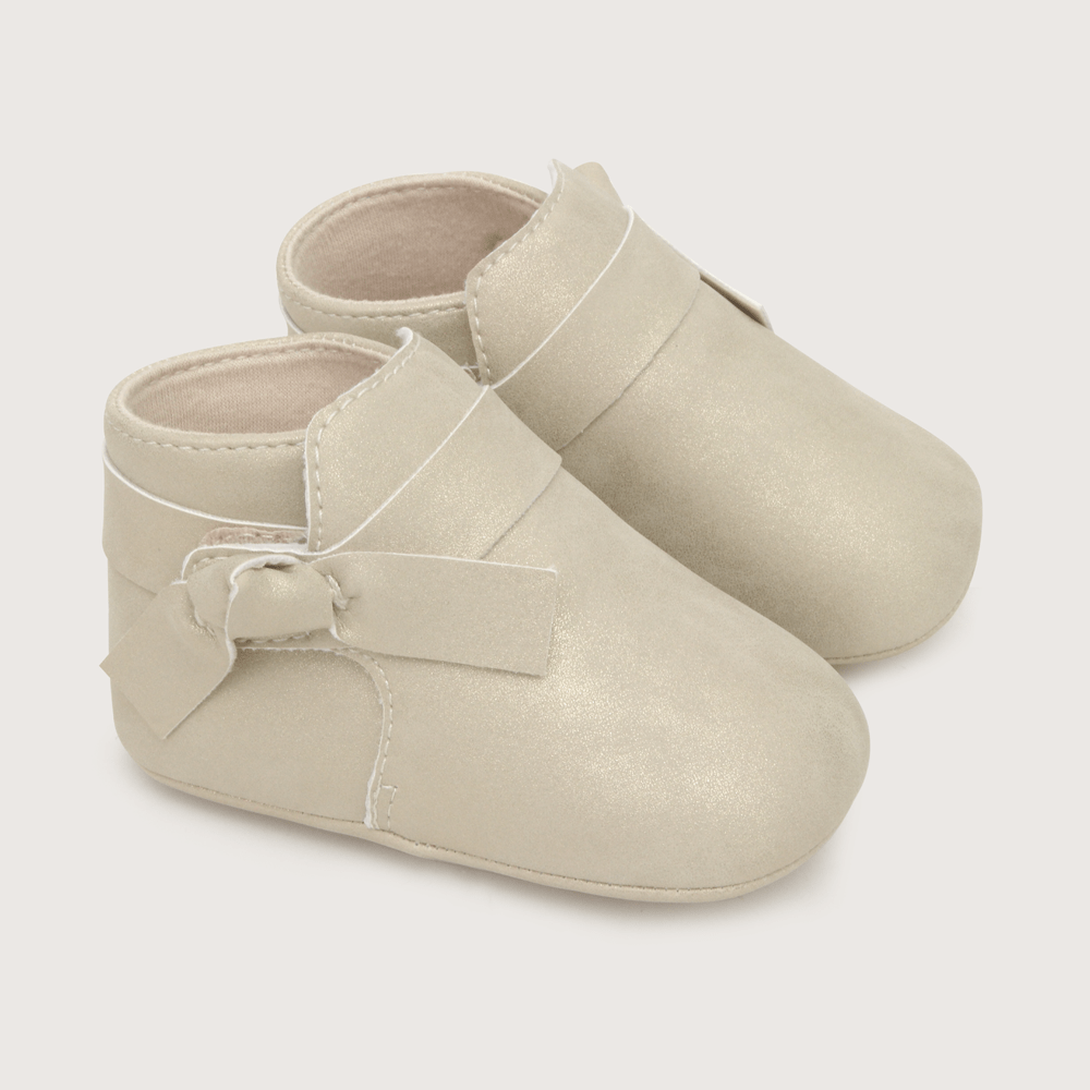 BOTIN DE NIÑA BEBE NUDO VELCRO DORADO (14 A 18)